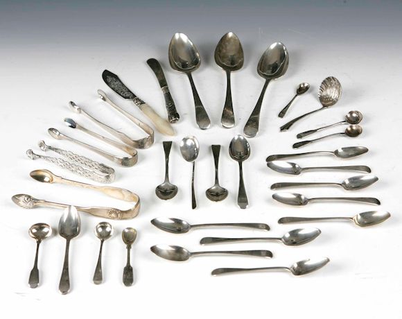Bonhams : Thirteen silver teaspoons, various dates,