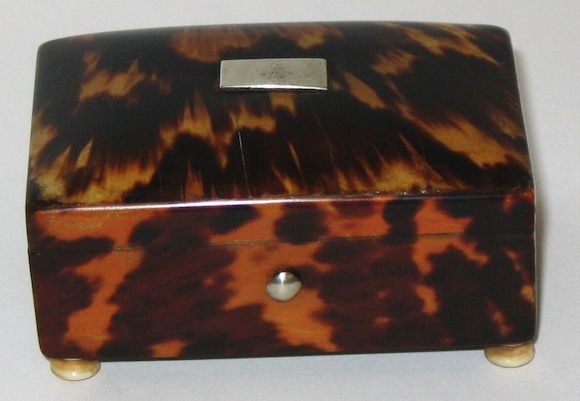 Bonhams : An early 19th century tortoiseshell rectangular needle packet box