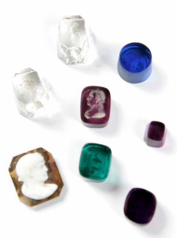 Bonhams : A collection of intaglio engraved glass seals and a cameo