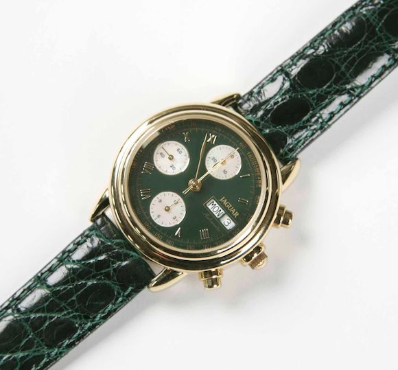 Bonhams : A gold plated automatic tachymeter wristwatch, by Jaguar