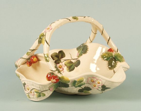Bonhams : A George Jones pottery strawberry basket circa 1880,