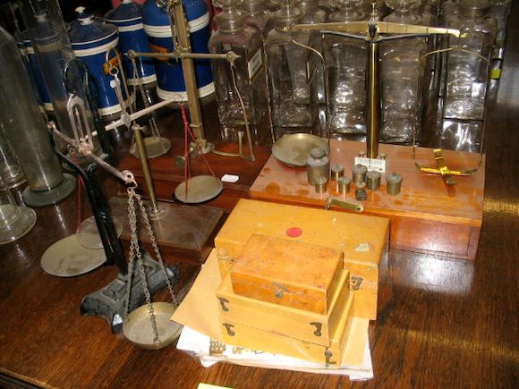 Bonhams : Four sets of twin arm balance scales, and weights.