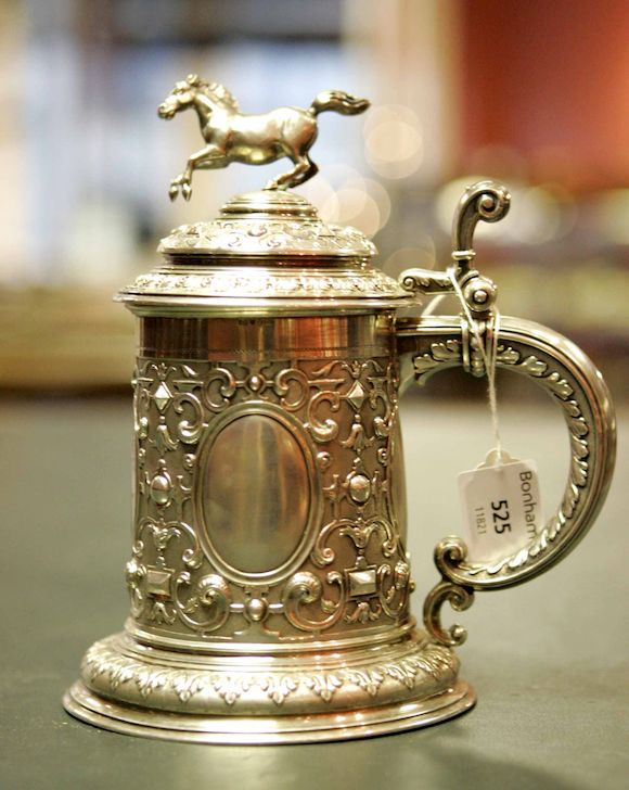 Bonhams : A German silver tankard, dated 1885,