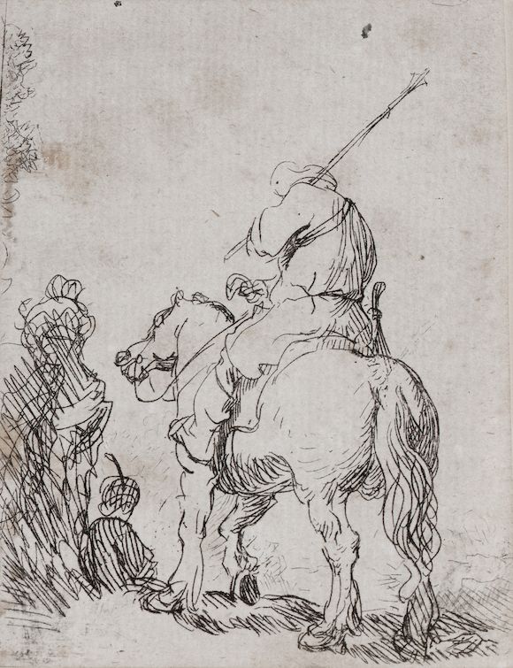 Bonhams : Rembrandt Harmensz van Rijn Turbaned soldier on horseback ...