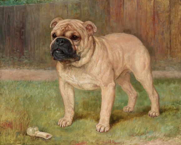 Bonhams : Kate Sowerby (British fl. 1883-1900) A bulldog with a bone 52 ...