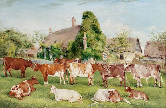 Bonhams : Edwin Frederick Holt (British 1830-1912) Shorthorn cattle in ...