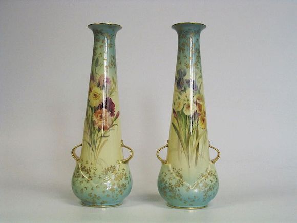 Bonhams : Burslem Items A Decorative Pair of Doulton Bone China Vases ...