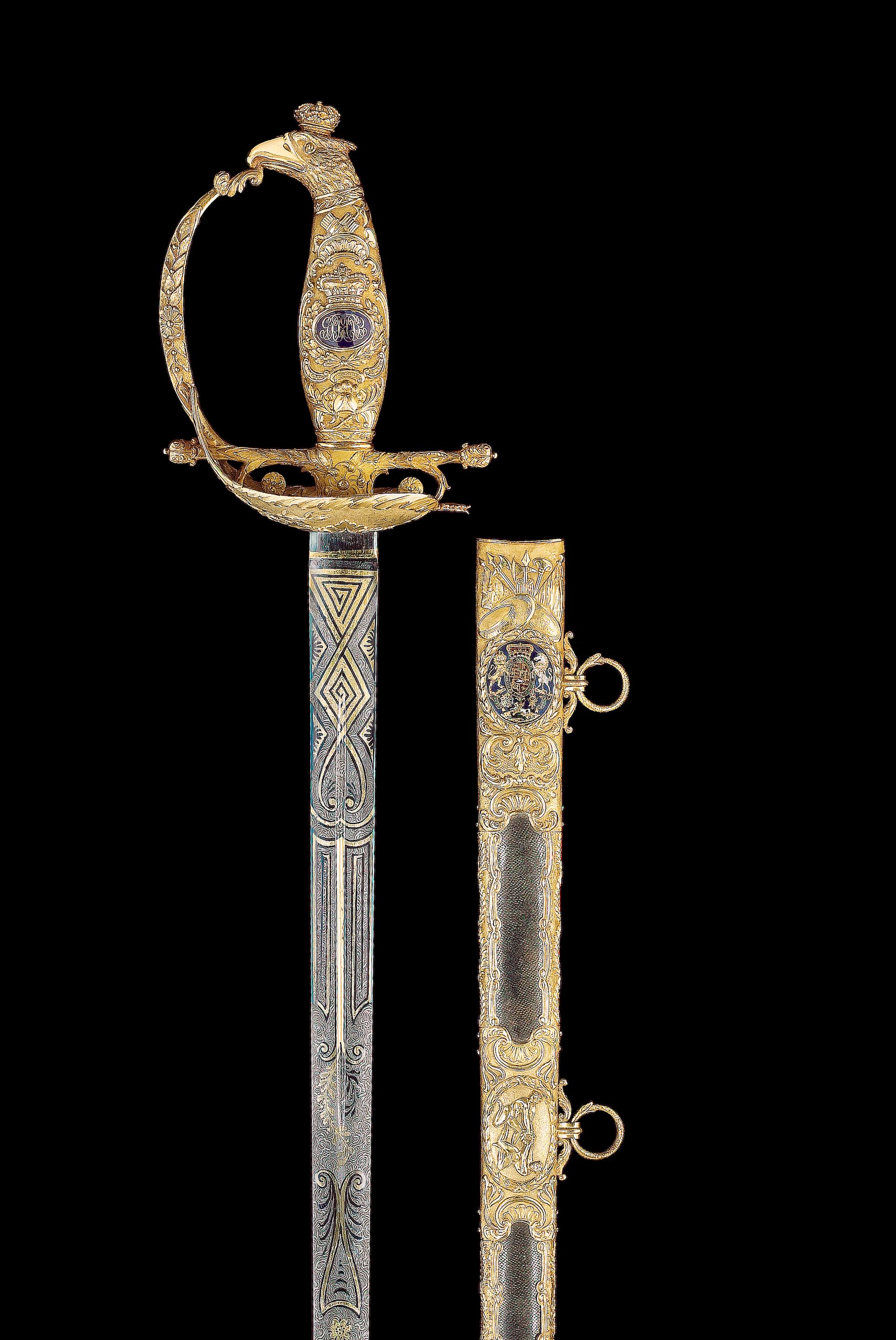 A Magnificent And Extremely Rare Royal Gold And Enamel Mounted Sword ...