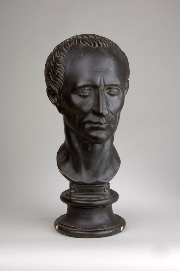 Bonhams : A black painted plaster bust of Julius Caesar