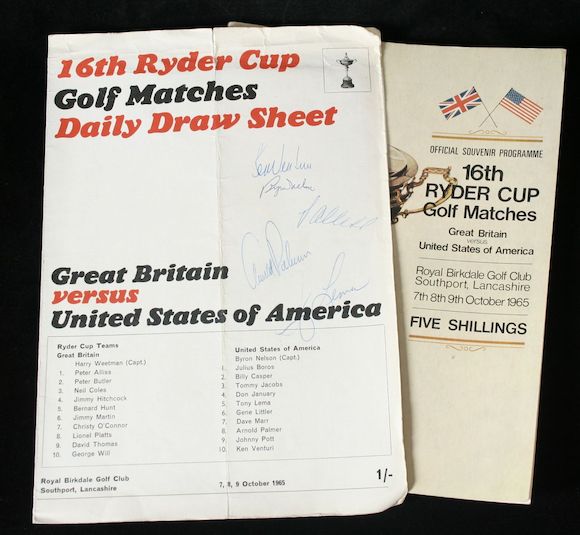 Bonhams : The Ryder Cup 1965 programme played at Royal Birkdale,