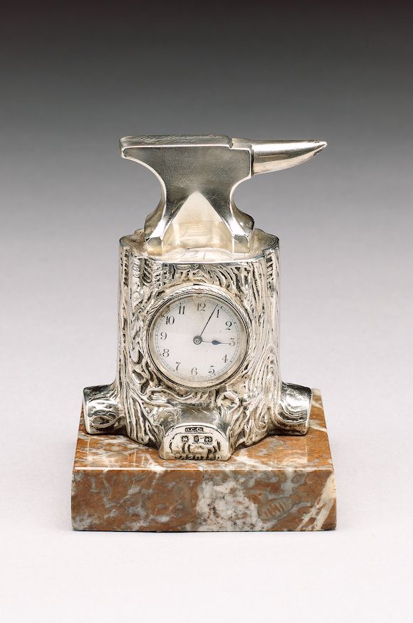 Bonhams : A Victorian silver novelty anvil timepiece, maker's mark D. C ...