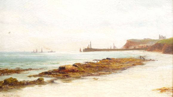 Bonhams : Henry Martin (1835-1908) 'The coast near Whitby' 12 x 21cm