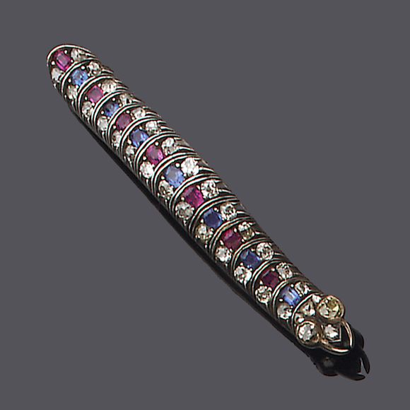 Bonhams : A late 19th century multi gem-set caterpillar brooch, circa 1890