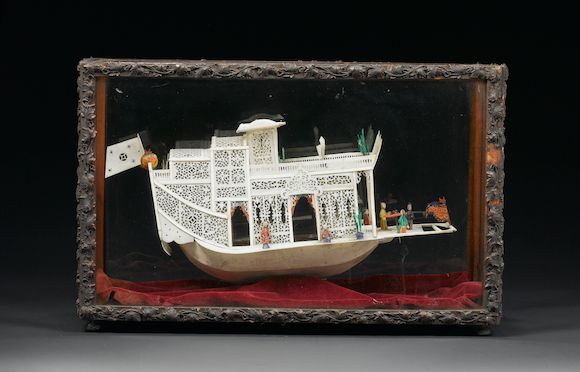 Bonhams : An elaborate ivory boat 19th century