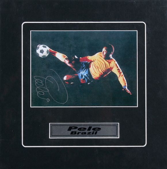 Bonhams : Signed Pele Action shot