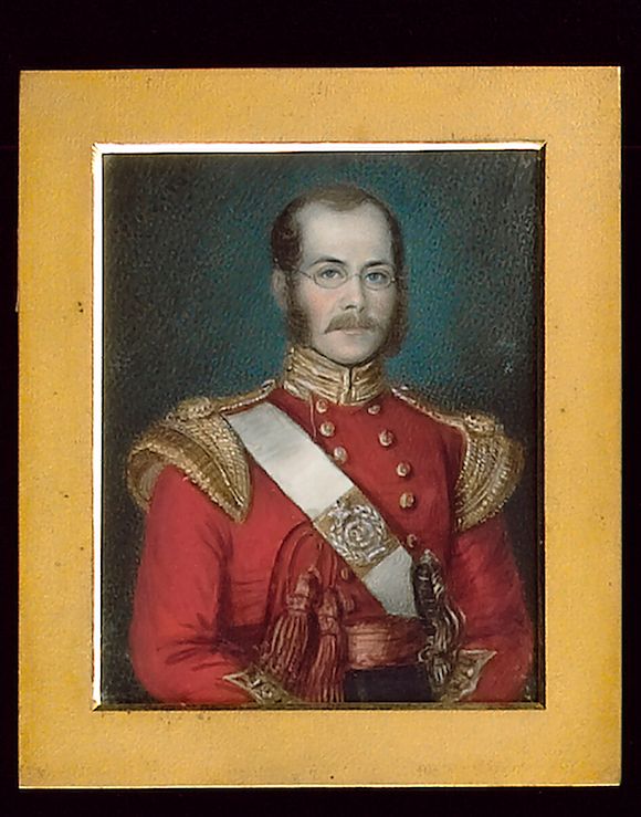 Bonhams : Anglo Indian School, A bespectacled Officer of a Grenadier ...