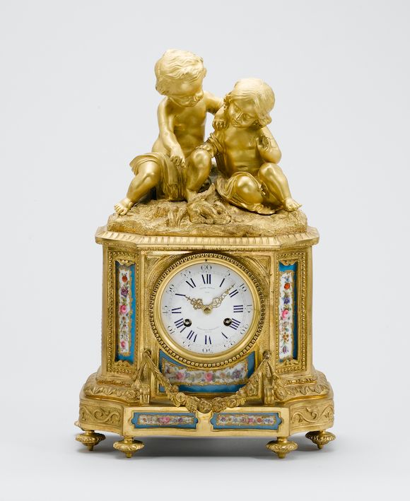 Bonhams : A late 19th century French porcelain mounted ormolu mantel ...