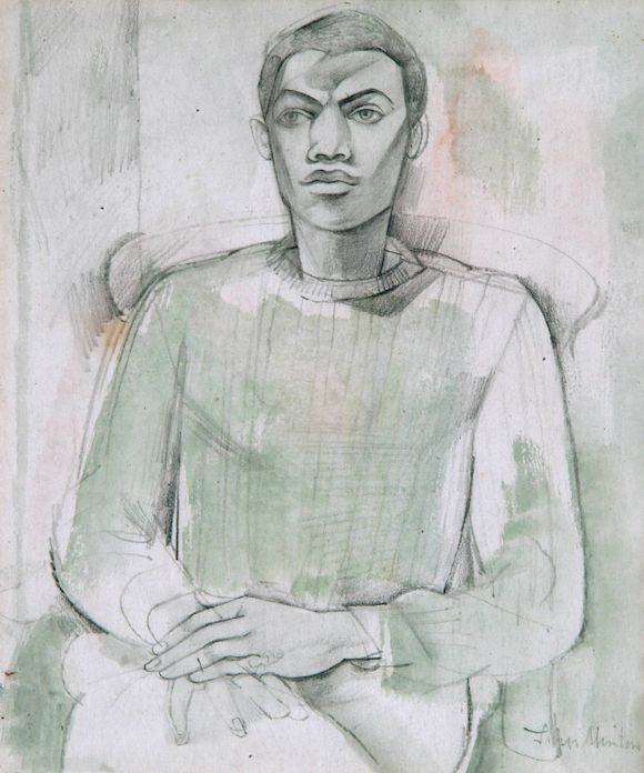 Bonhams : John Minton (1917-1957) 'Portrait of a Negro Youth' 26.5 x 22 ...
