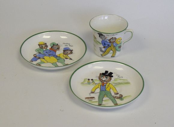 Bonhams : Louis Wain for Paragon China A Children's Ware Cup and Two ...