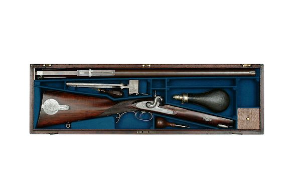 Bonhams : A Rare Cased 25-Bore Percussion Sporting Rifle