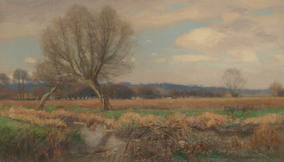 Bonhams : Walter Goldsmith (British, fl.1880-1898) Water meadows, 30.5 ...