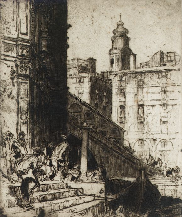 Bonhams : Frank Brangwyn The Rialto, Venice Etching, 1906, on laid ...