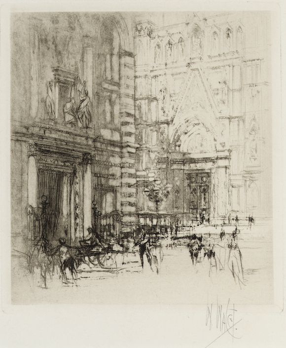 Bonhams : A Collection Modern British prints Etched views by D L Smart ...