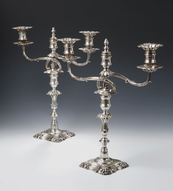 Bonhams : A pair of William IV silver candlesticks, by T.J & N.Creswick ...