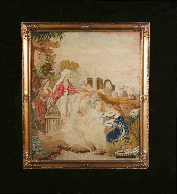 Bonhams : A late 19th century gros et petit point needlework depicting ...