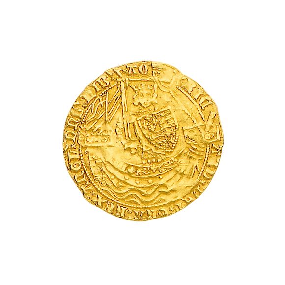 Bonhams : Richard II, Noble, 7.8g, Calais, king standing facing in ship ...