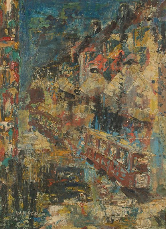 Bonhams : Marjorie Hanstock (British, 20th Century) Forces in a Street ...