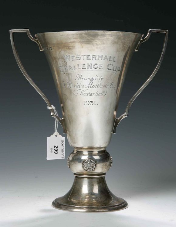 Bonhams : A twin handled trophy cup,