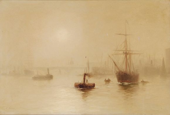 Bonhams : Edwin Fletcher (1857-1945) Shipping in the pool of London, in ...