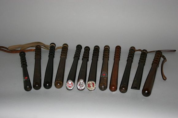 Bonhams : Twelve 20th century hardwood truncheons