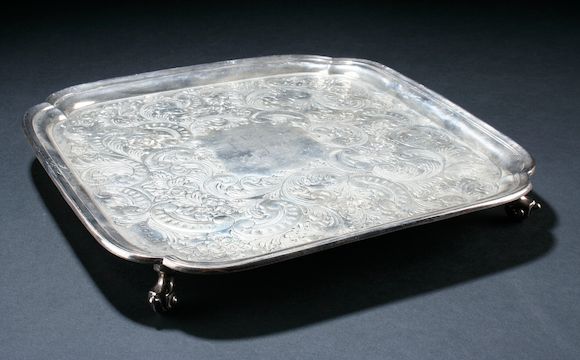 Bonhams : A square salver, by Viners, Sheffield 1939,