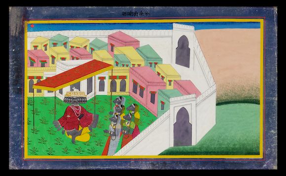 Bonhams : Two illustrations to the Ramayana: Ravana seated under a ...