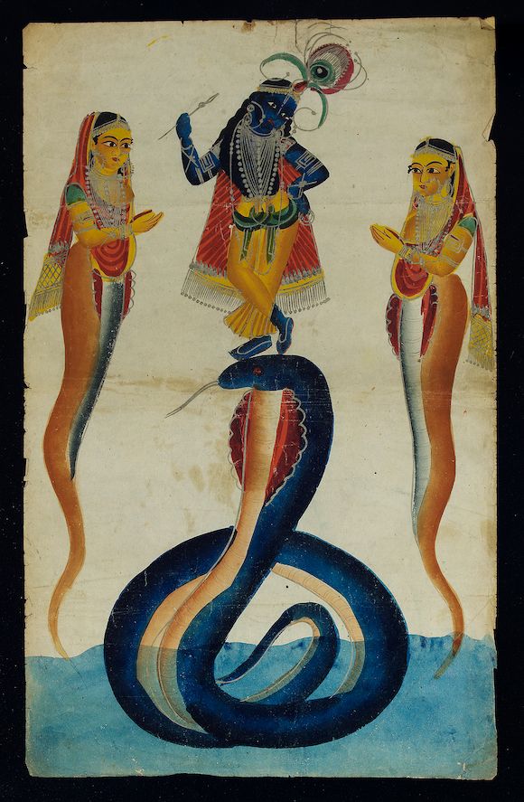 Bonhams : Krishna quelling the serpent Kaliya; the goddess Kali ...
