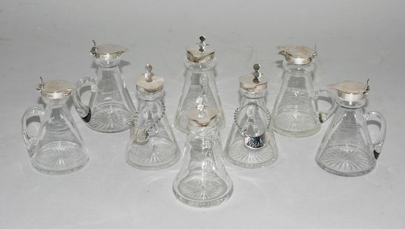 Bonhams : A matched set of eight mounted glass whiskey tots Various ...
