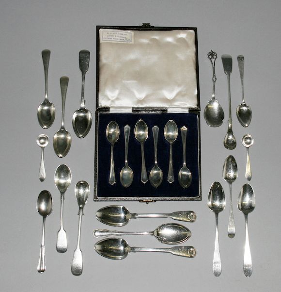 Bonhams : A set of six fiddle and shell pattern teaspoons By Richard ...