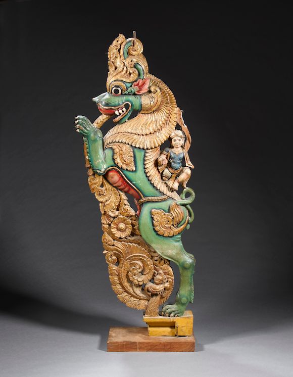 Bonhams : A polychrome painted wood Architectural Strut Kerala, South ...