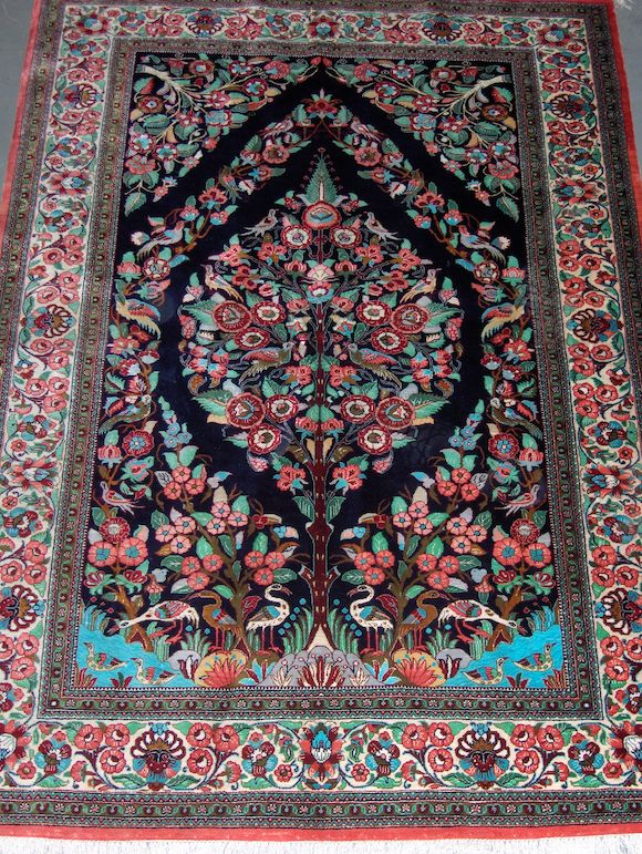 Bonhams : A Ghom silk rug Central Persia, 158cm x 107cm