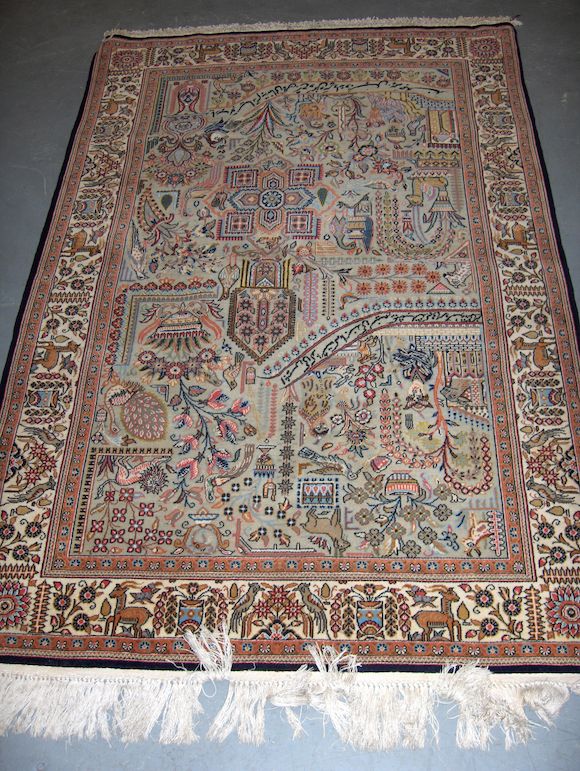 Bonhams : A Ghom silk rug Central Persia, 159cm x 107cm
