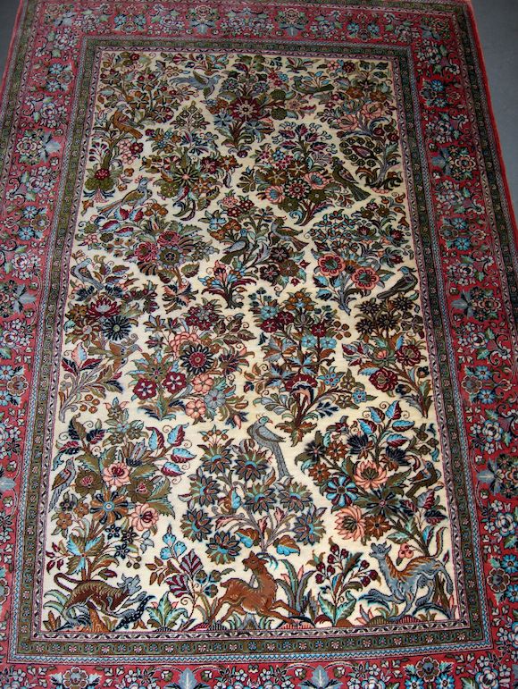 Bonhams : A Ghom silk rug Central Persia, 159cm x 104cm