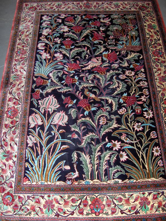 Bonhams : A Ghom silk rug Central Persia, 160cm x 105cm