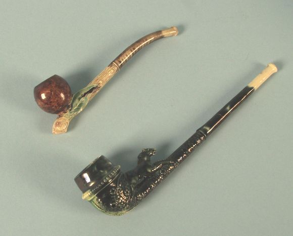 Bonhams : Two 19th Century style Pratt Ware pipes 20th Century,