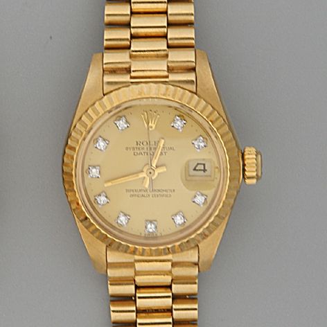 Bonhams : Rolex. A lady's 18 carat gold chronometer wristwatchOyster ...