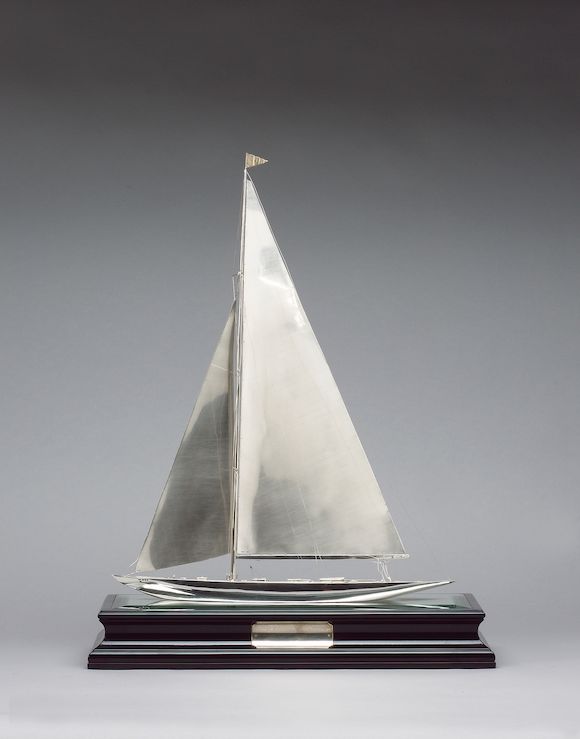 Bonhams : A fine silver waterline model of a 12 metre class Yacht, 20 ...
