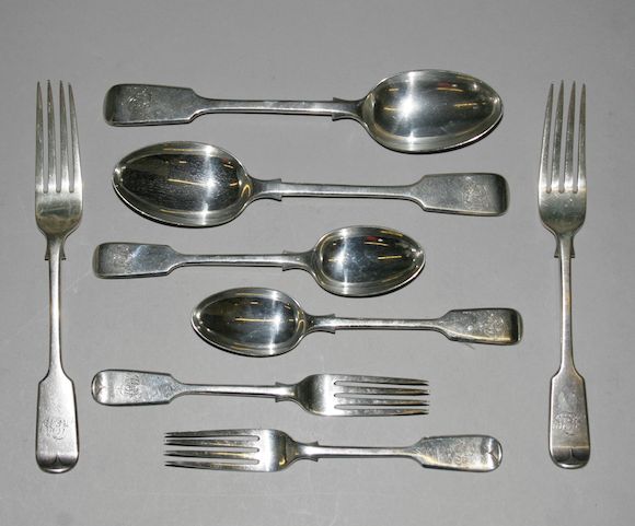 Bonhams : A Victorian part canteen of fiddle pattern cutlery By Robert ...