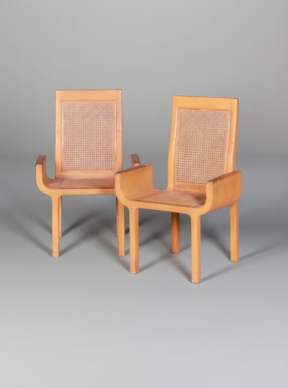 Bonhams : John Makepeace, A set of sixteen leather bound and beech ...