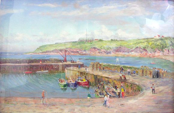 Bonhams : William Arthur Carrick (1879-1964) Crail Harbour 48 x 74cm ...